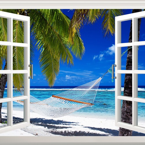 Sunset Beach Wall Decal Window Wall Mural Decor 3D Ocean - Etsy