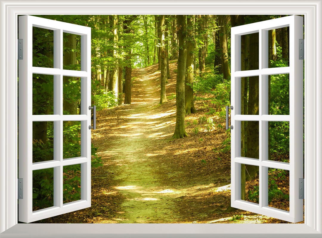 3D Forest View Window Wall Decal: Removable Vinyl Mural - Etsy