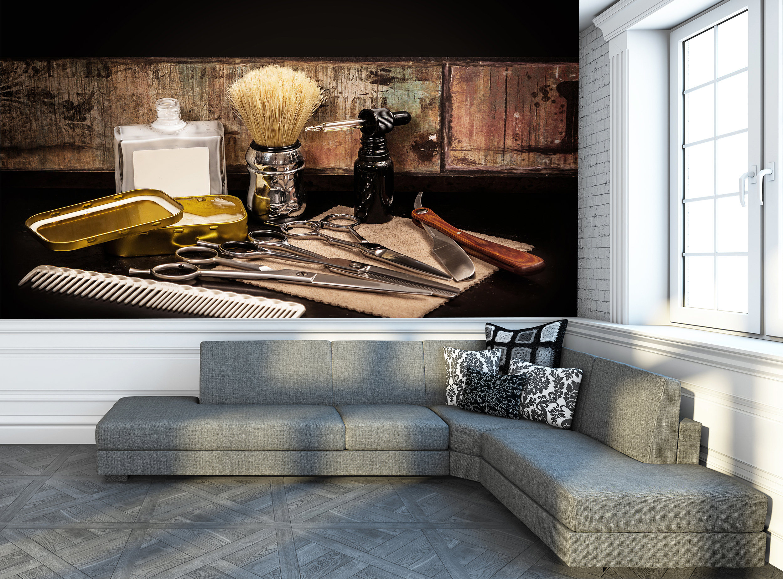 Barber Wallpaper Barber Shop Wall Mural Peel and Stick | Etsy