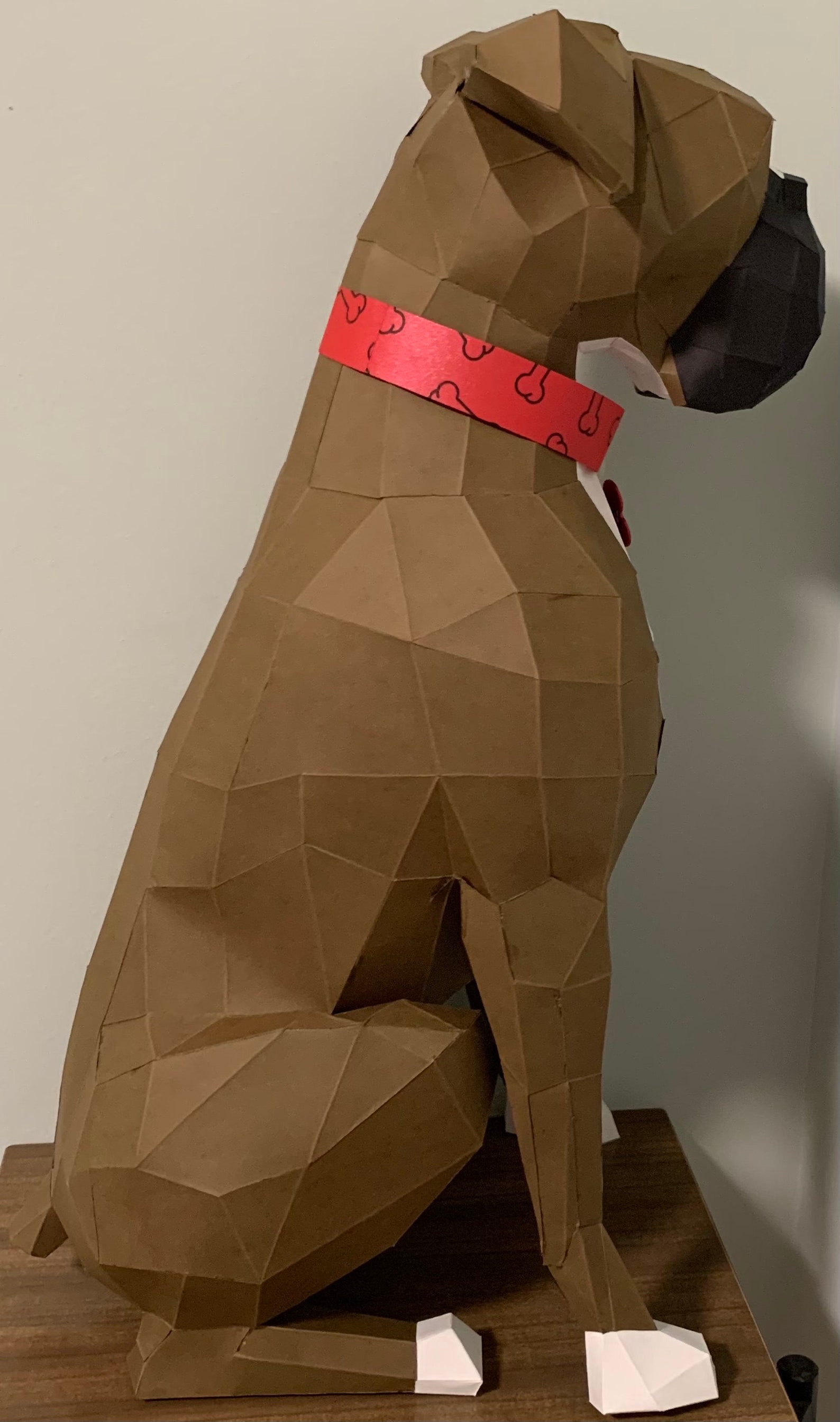 Boxer DOG COLOR Papercraft 3D SCULPTURE - Pepakura Pdf Template Low ...