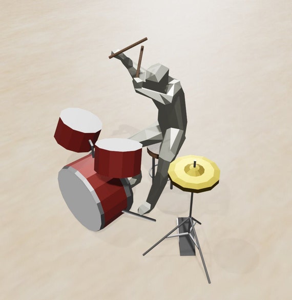 DRUMMER BATTERY PAPERCRAFT 3D Sculpture Pepakura Pdf | Etsy