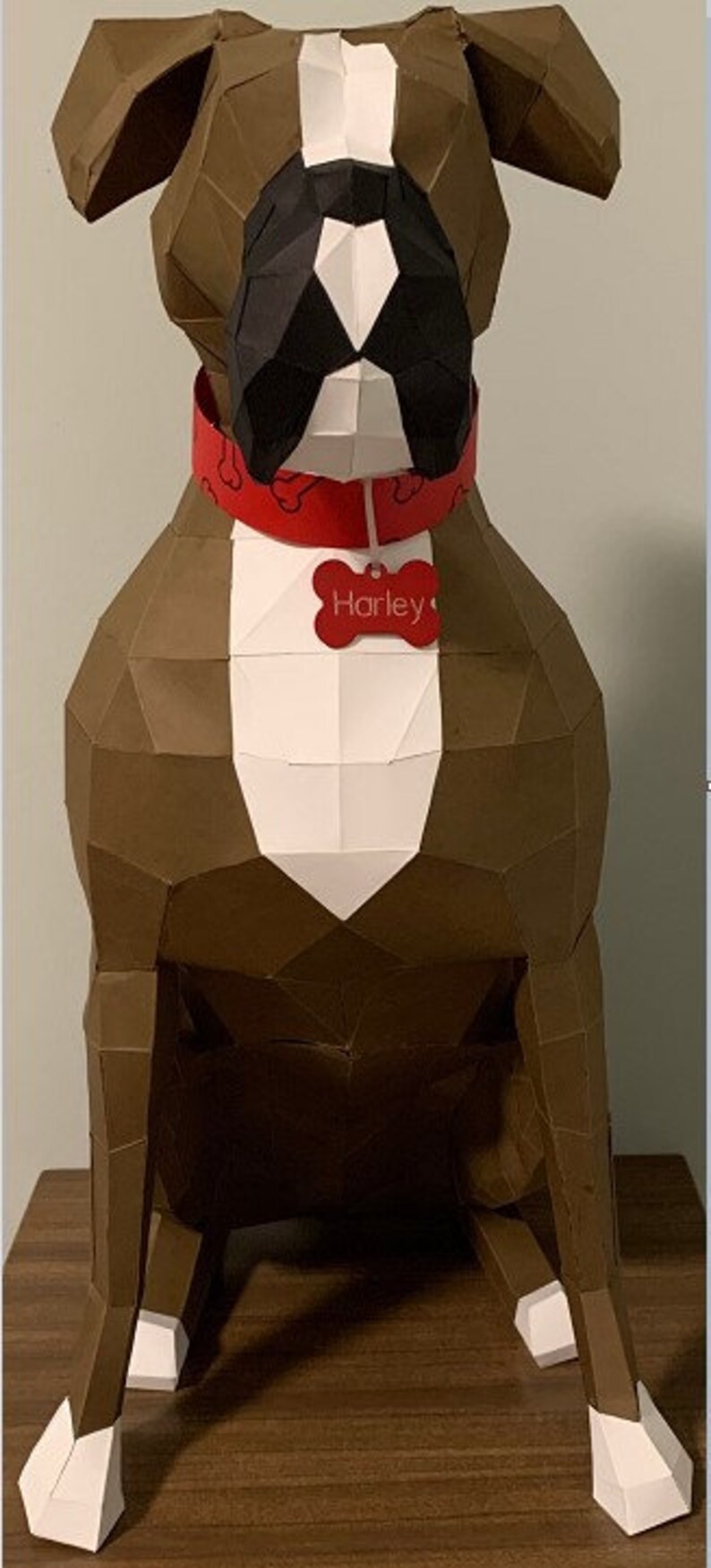Boxer DOG COLOR Papercraft 3D SCULPTURE - Pepakura Pdf Template Low ...
