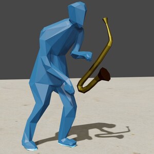 PAPERCRAFT 3D Sculpture SAXOPHONE PLAYER Pepakura Pdf Template Low Poly ...