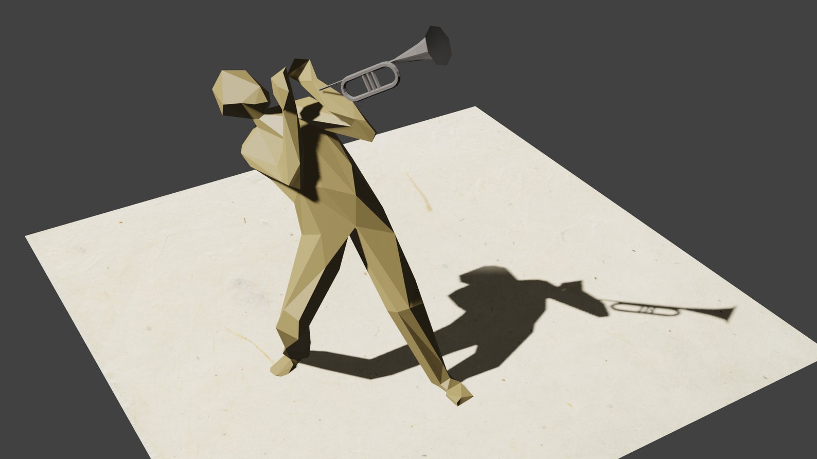 TRUMPET PLAYER - PAPERCRAFT 3D Sculpture Pepakura Pdf Template Low Poly ...