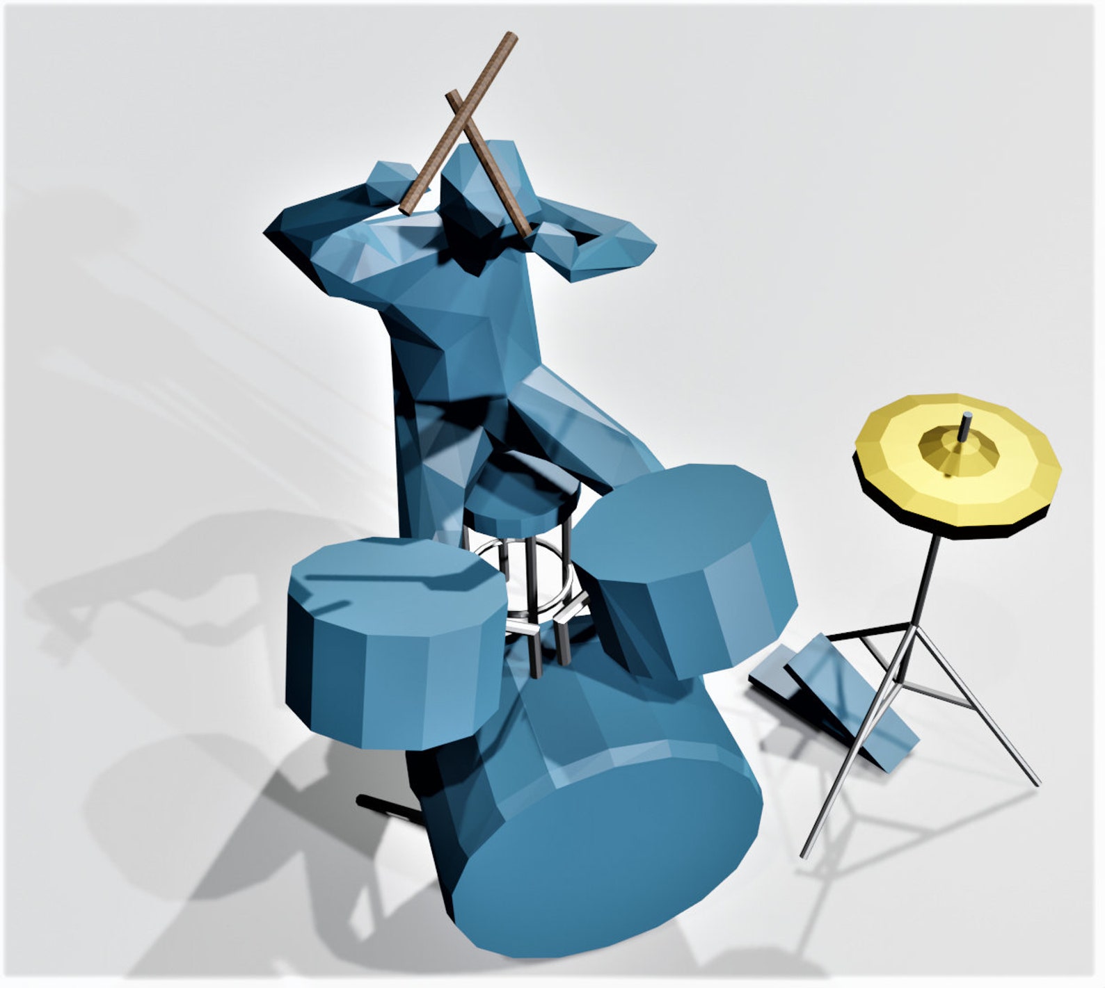 DRUMMER BATTERY PAPERCRAFT 3D Sculpture pepakura pdf | Etsy