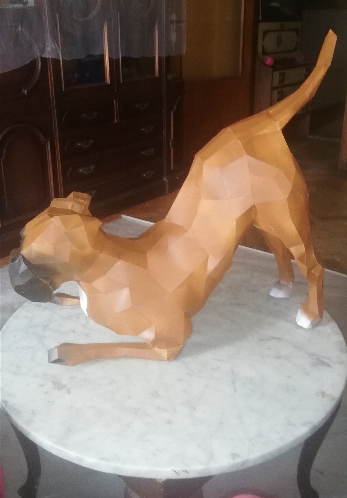 BOXER DOG Crouch Papercraft 3D SCULPTURE Pepakura Pdf Template Low ...
