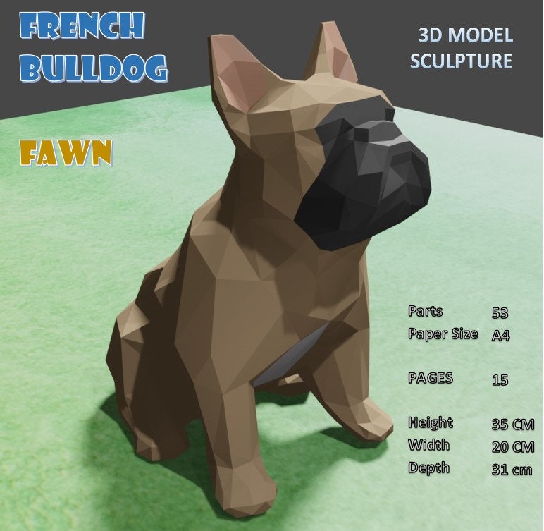 FRENCH BULLDOG Papercraft 3D SCULPTURE Pepakura Pdf Template - Etsy