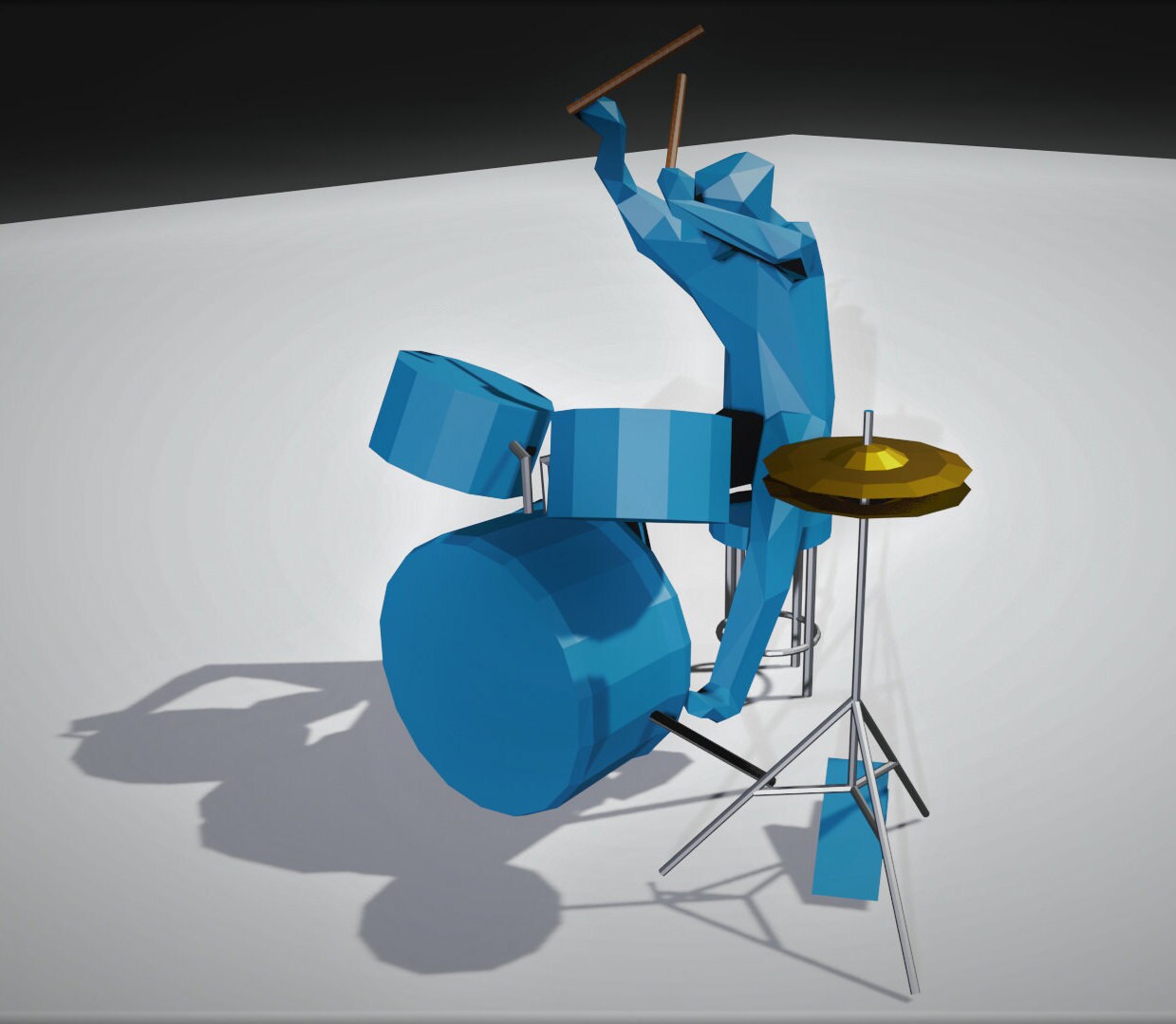 DRUMMER BATTERY PAPERCRAFT 3D Sculpture - Pepakura Pdf Template Low ...