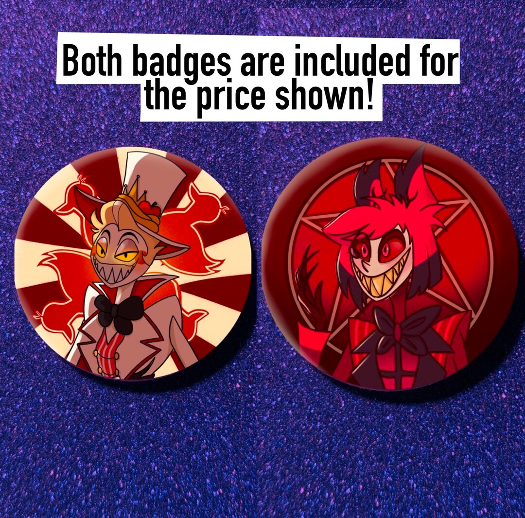 Alastor and Lucifer Hazbin Hotel Badges - Etsy New Zealand