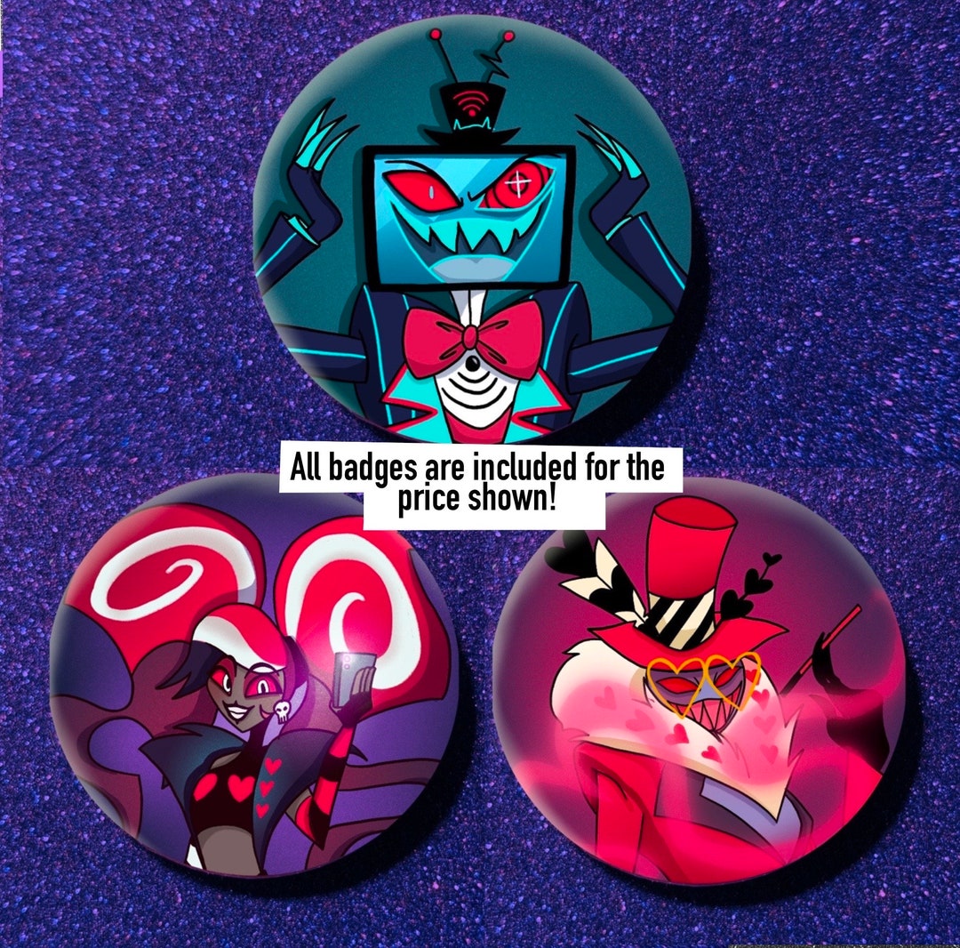 Vox, Velvette and Valentino Hazbin Hotel Badges - Etsy UK