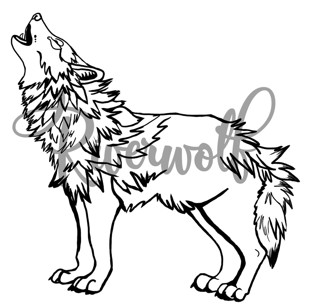 Howling Wolf Outline SVG, Wolf Svg, Wolf Clipart, Wolf Files for Cricut ...