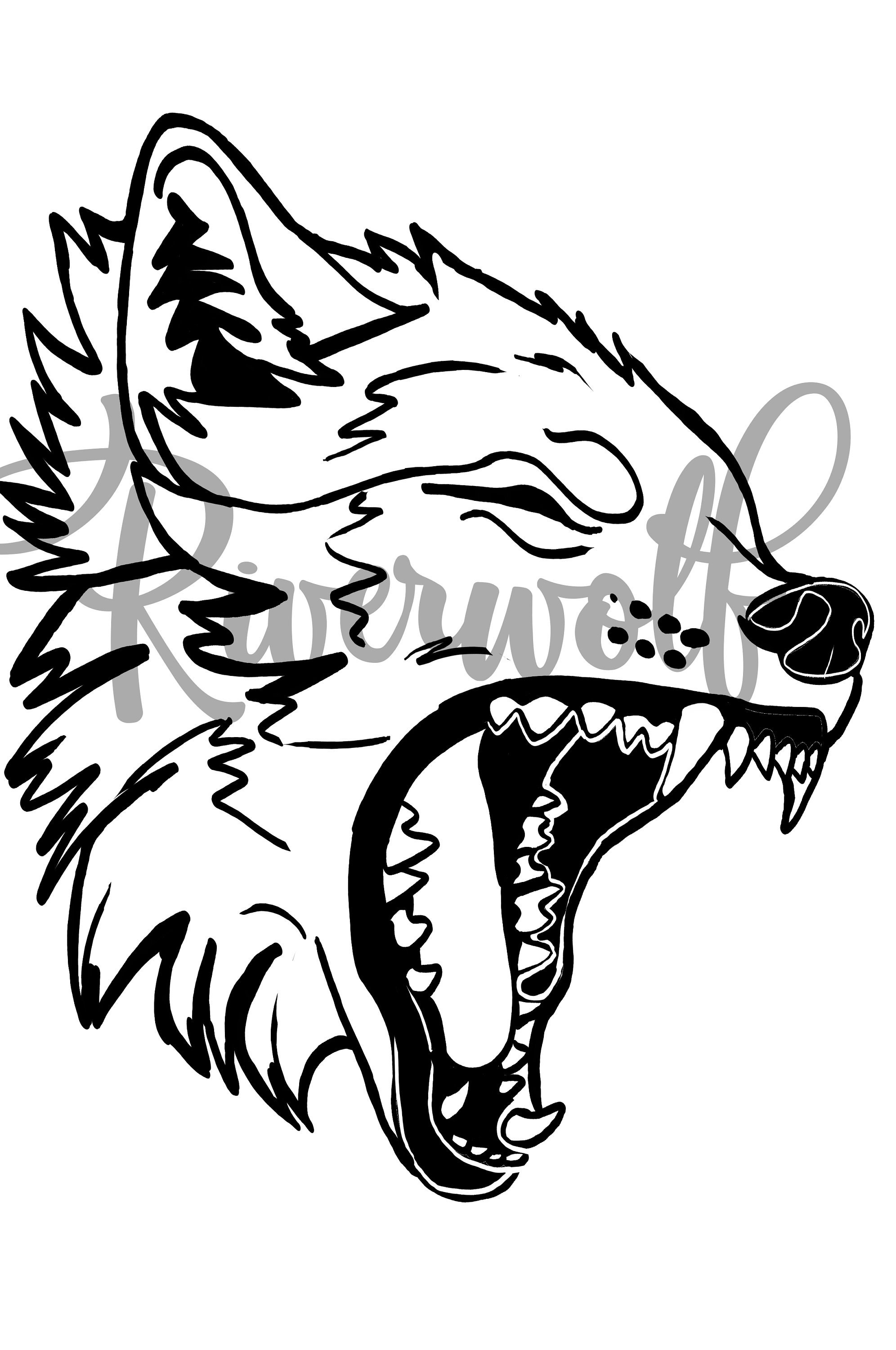 Snarling Wolf Lineart