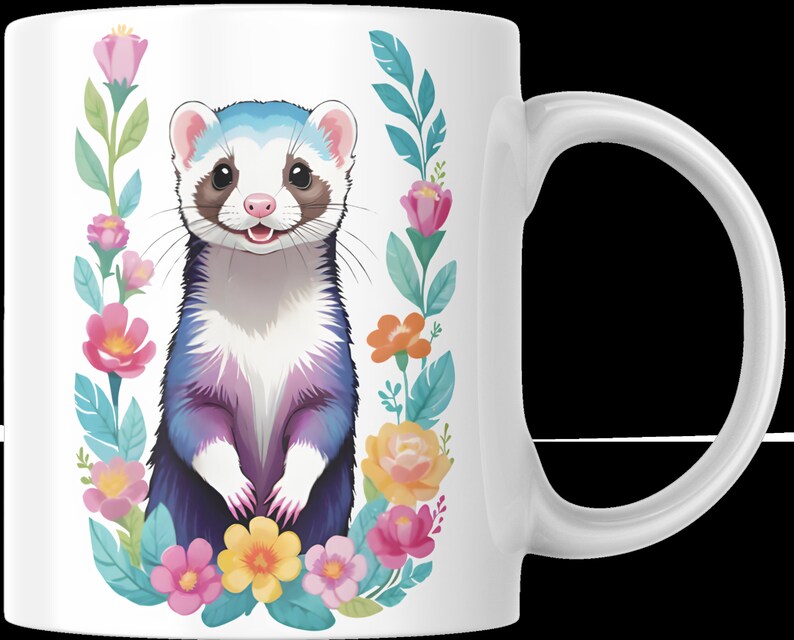 Ferret and Flower - PNG & JPEG - Clipart - Crafts - Mixed Media - Etsy
