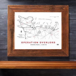 Operation Overlord Battle Map Art Print D-day Poster US Military Wall ...