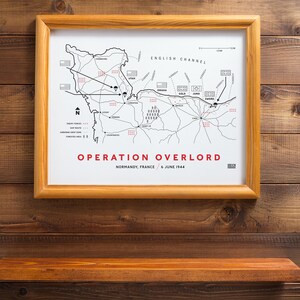 Operation Overlord Battle Map Art Print D-day Poster US Military Wall ...