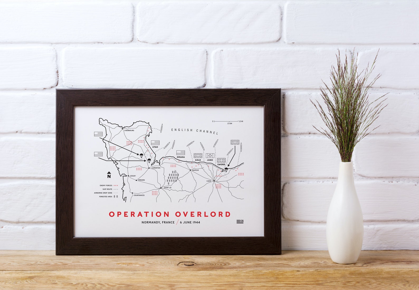 Operation Overlord Battle Map Art Print D-day Poster US Military Wall ...