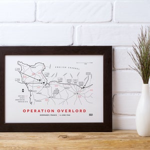 Operation Overlord Battle Map Art Print D-day Poster US Military Wall ...