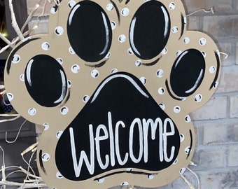 Paw Print Door Hanger Dog Door Hanger Paw Print Decor Dog Sign Paw ...