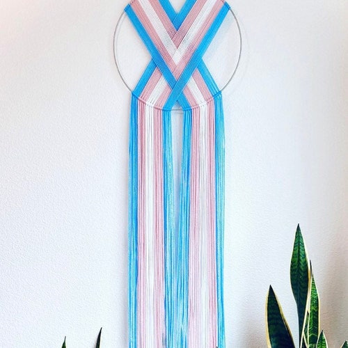 Transgender Pride Macramé Wall Hanging Trans Pride Flag - Etsy