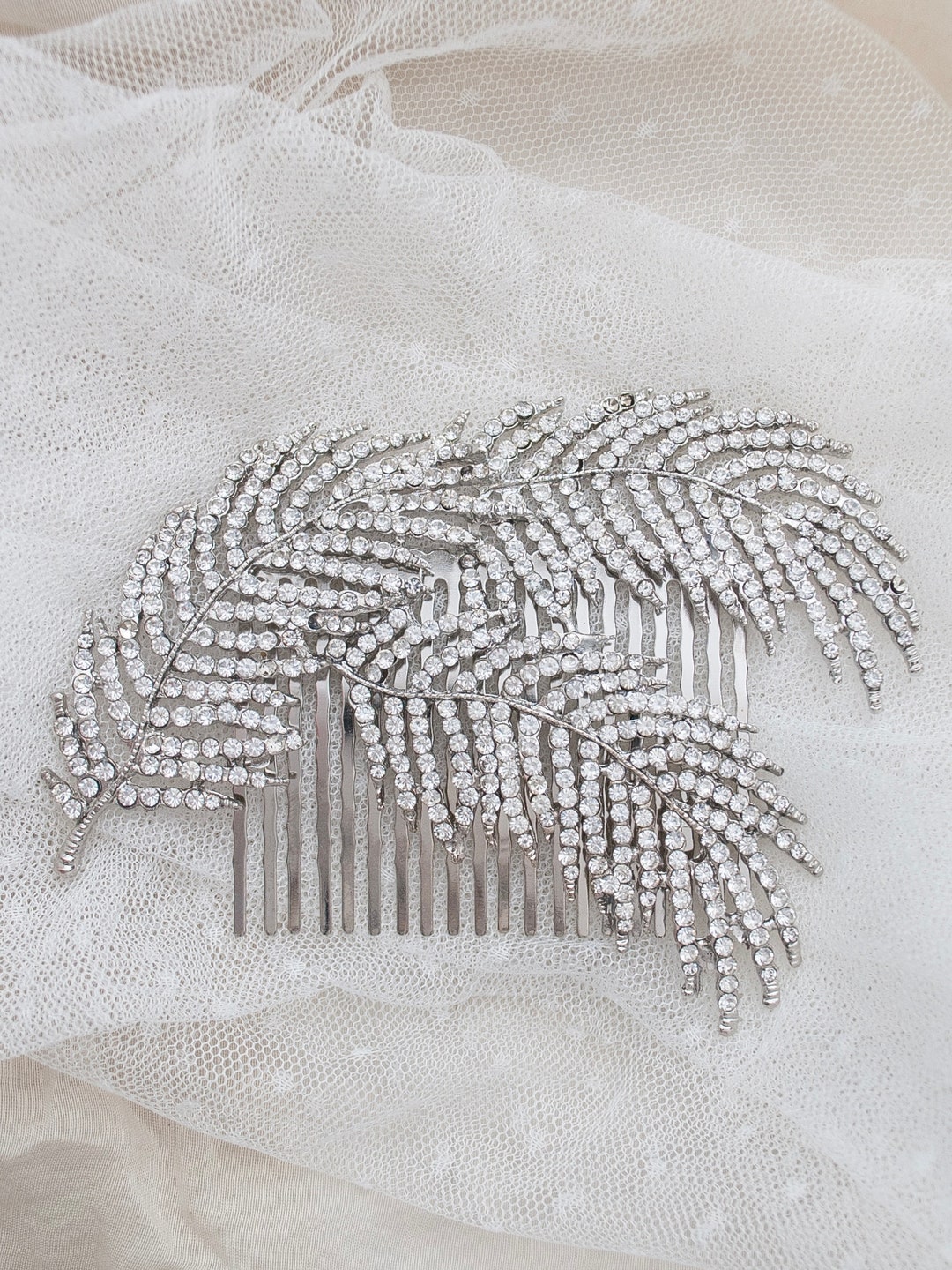 Pageant Crystals Hair Comb, Elegant Hair Grip, Art Deco Style Silver ...