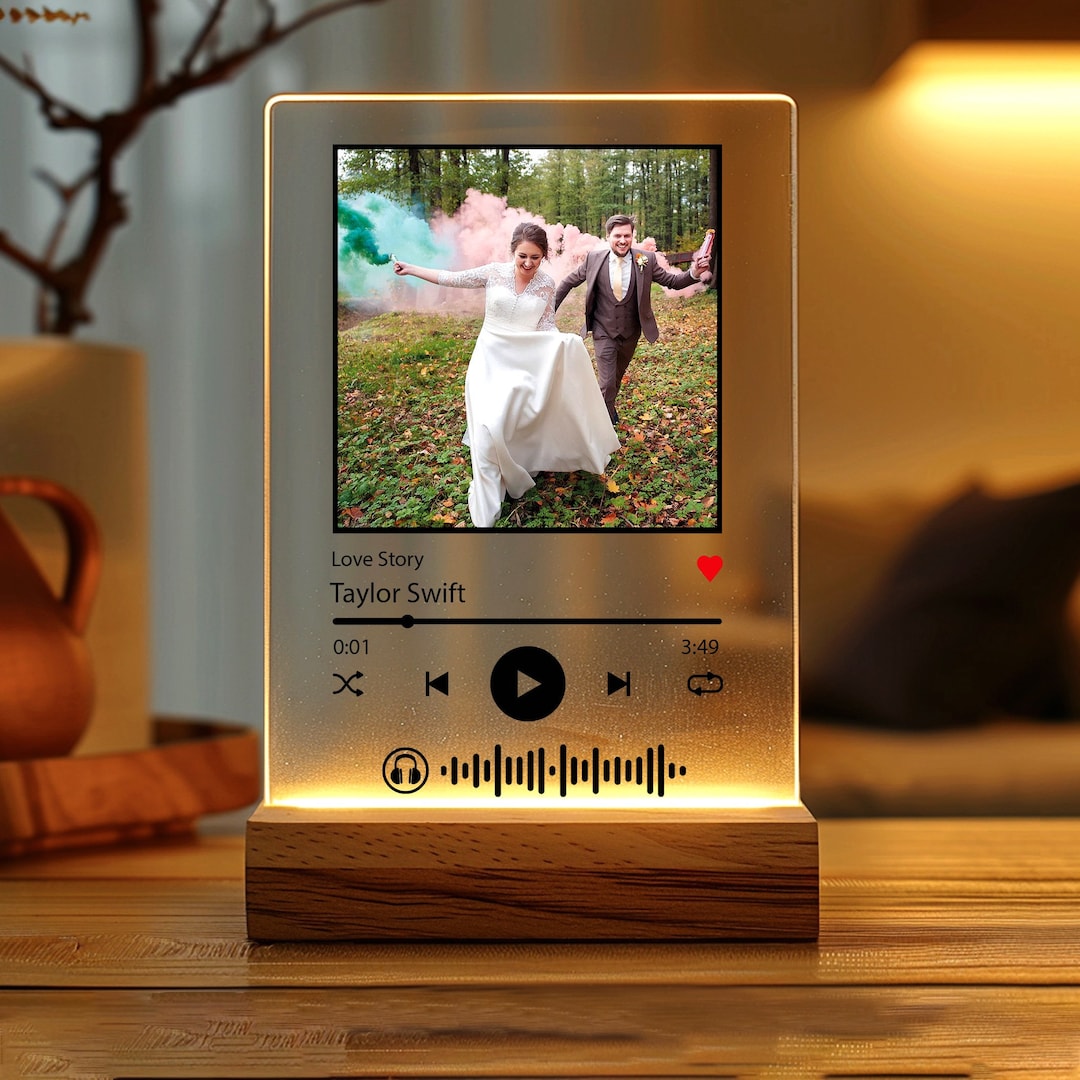 Personalized LED Song Plaque With Stand | Custom Music Night Light ...