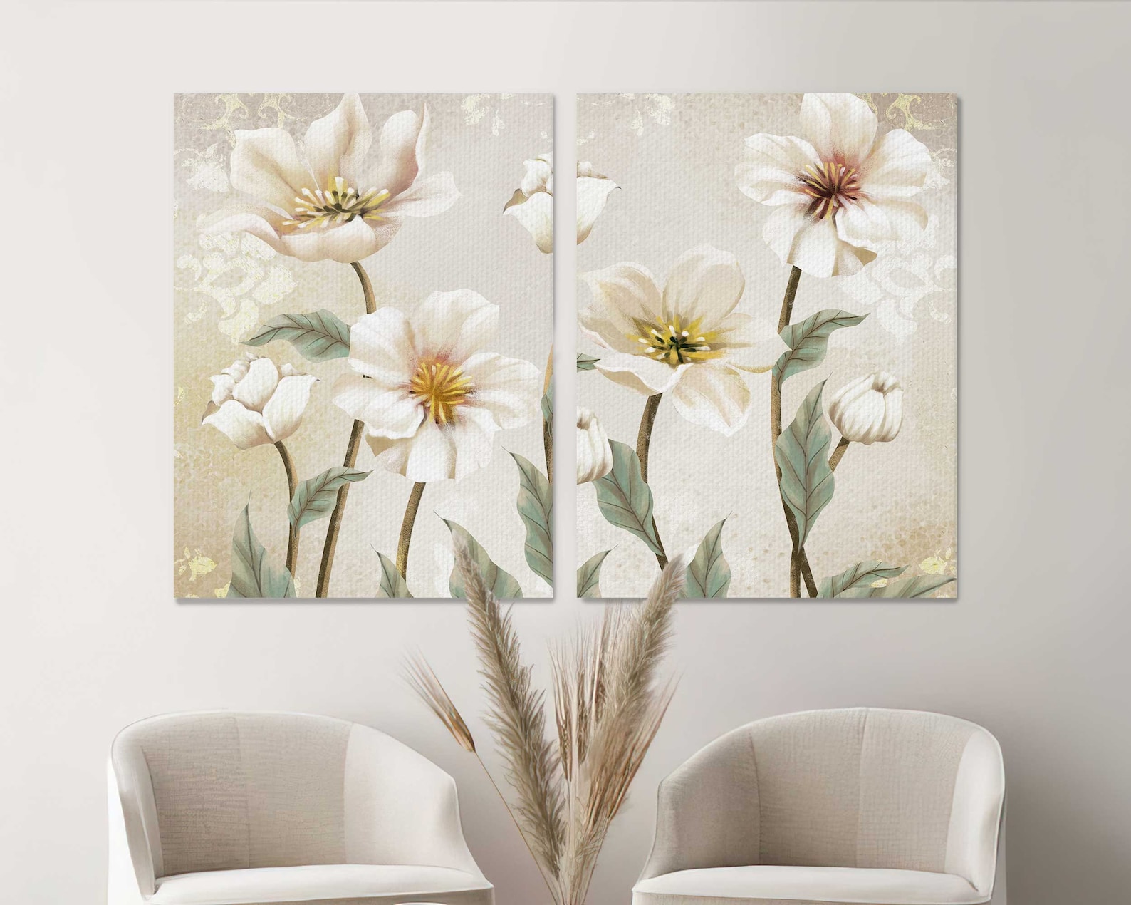 White Flowers Painting 5 Pieces Canvas Art Home Decoration | Etsy