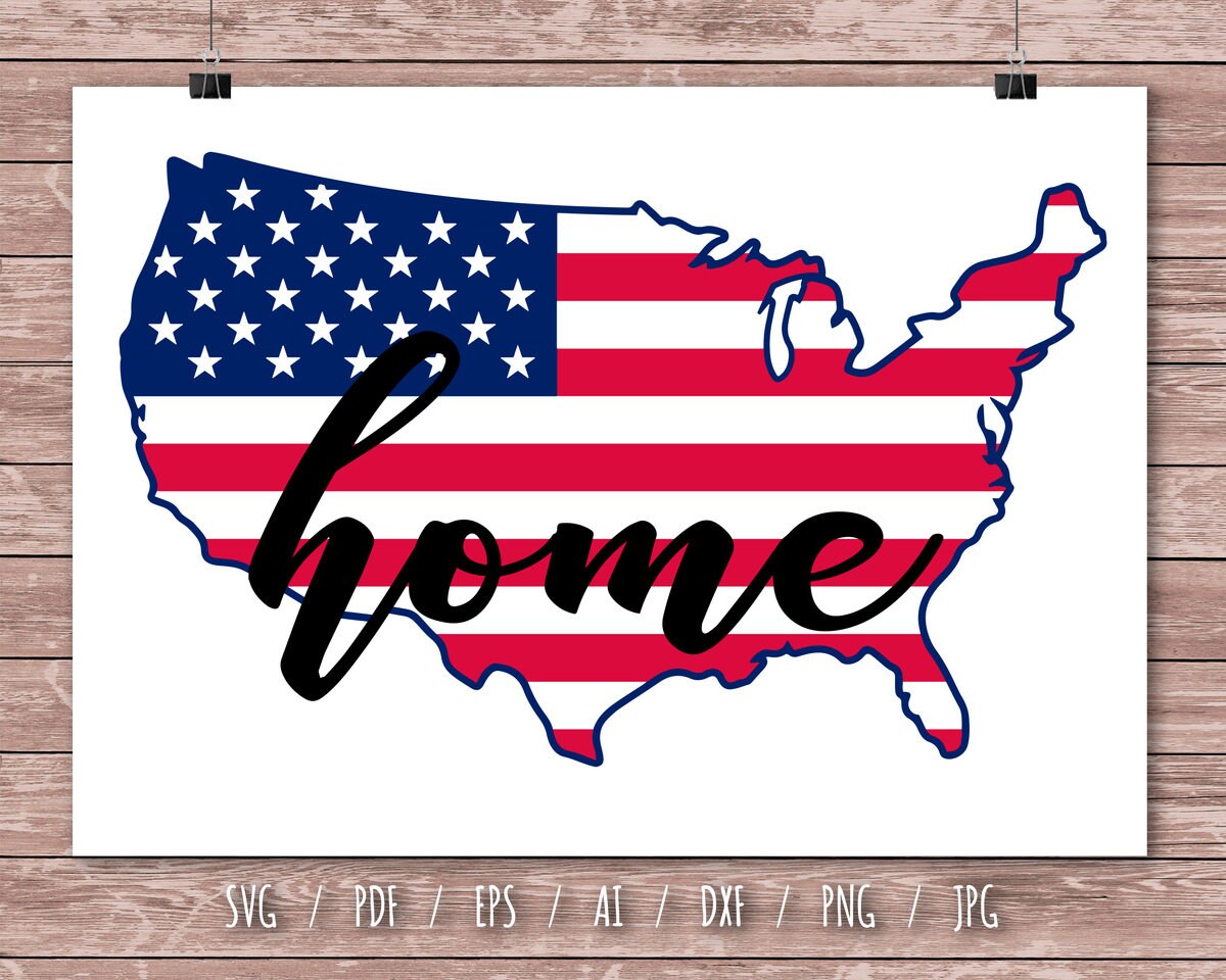 US Flag Map Svg United States Flag Map Svg USA Map Svg US Map | Etsy
