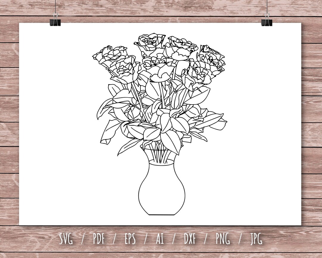 Flowers in Vase Svg Bouquet Svg Floral Svg Nature Svg Cricut Svg File ...