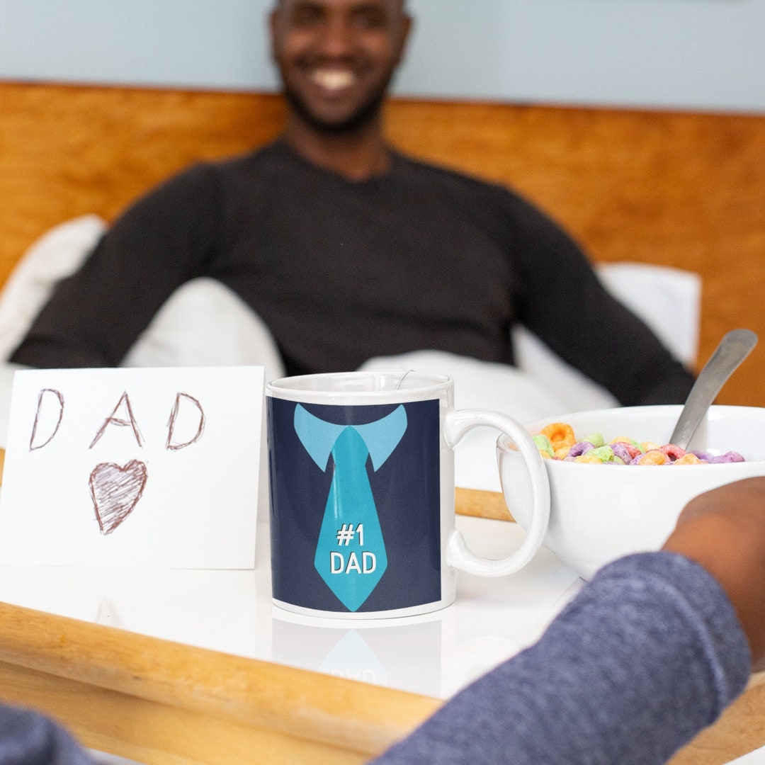 Number 1 Dad Mug With Blue Tie Gift for Dad Father's Day, Birthday ...