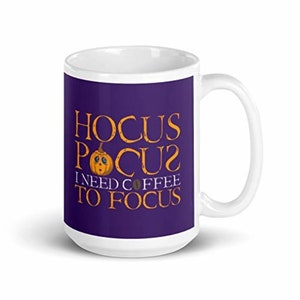 Halloween Coffee Mug Hocus Pocus I Need Coffee to Focus Cup Halloween ...
