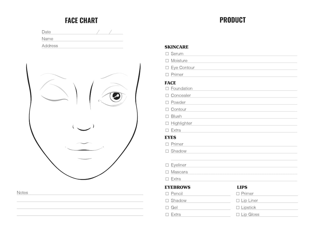 Product Detail Facechart Printable English and Spanish - Etsy