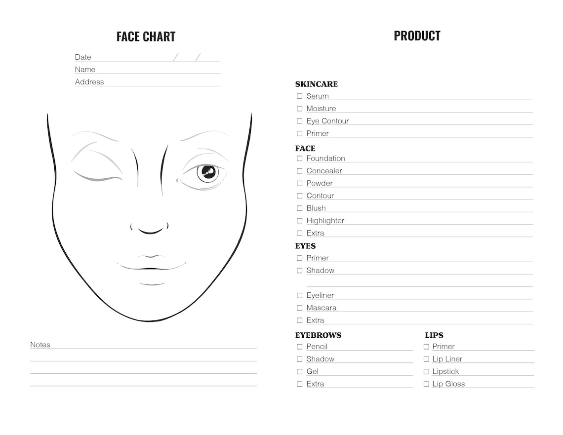 Product Detail Facechart Printable English and Spanish - Etsy