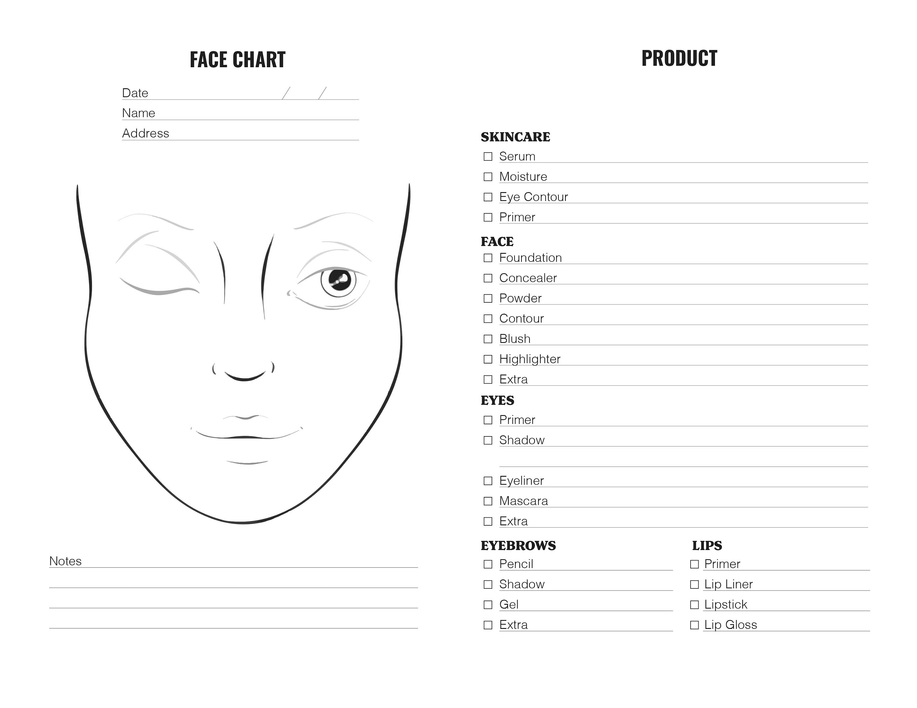 Facechart Pack Printable Makeup Artist - Etsy