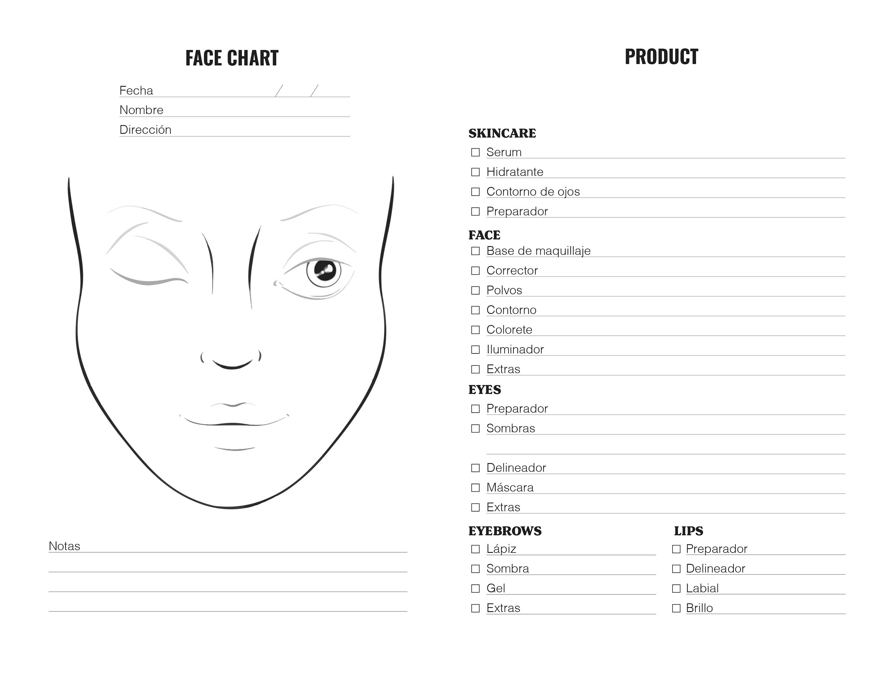 Product Detail Facechart Printable English and Spanish - Etsy