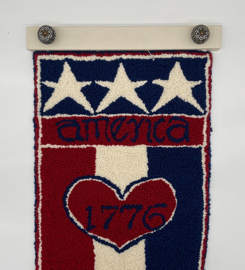 Patriotic Punch Needle Pattern for Farmhouse Decor - Rug Hooking or Rug ...