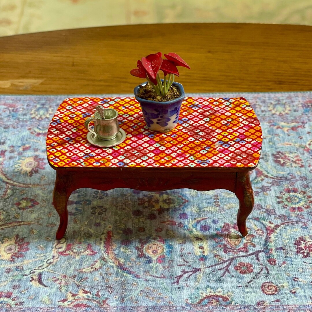 Miniature Dollhouse Vintage Sonia Messer Carved Coffee Table in ...