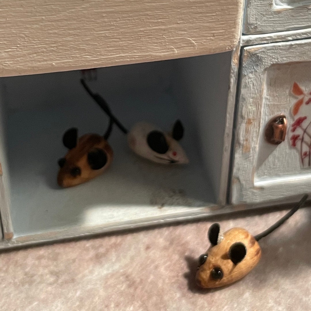 Miniature Dollhouse Vintage 3 Blind Mice Fashioned With Leather Ears ...