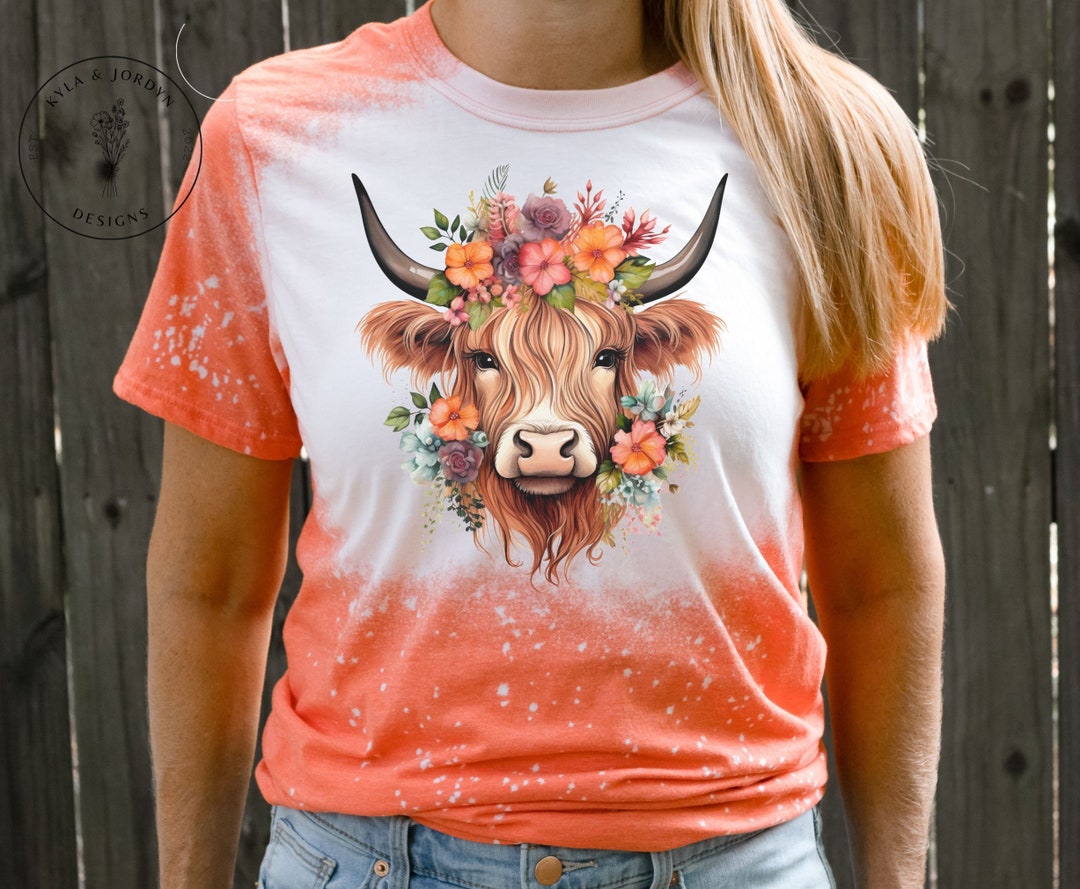 Highland Cow Unisex Bleached Tee, Plus Bleached Tee, Free Shipping ...