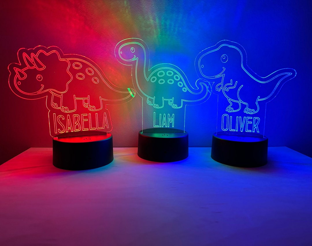 Personalized Dinosaur Acrylic LED Light With Remote (3AA Batteries NOT ...