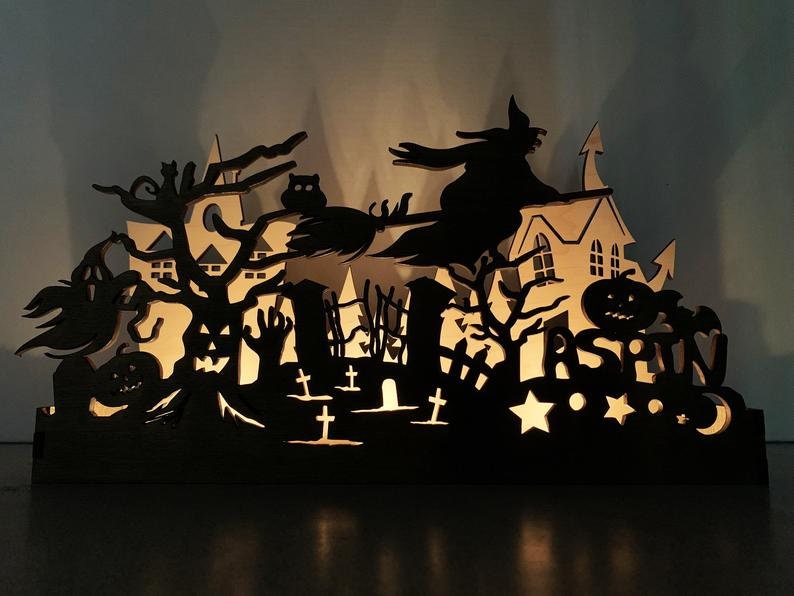 Personalized Halloween Candle Frame - Etsy