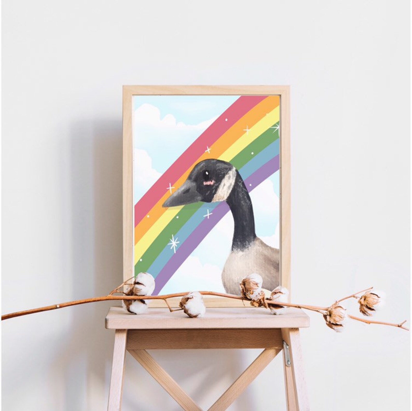 Goose Rainbow Cottagecore Meme Acrylic Painting Print Matte Glossy - Etsy