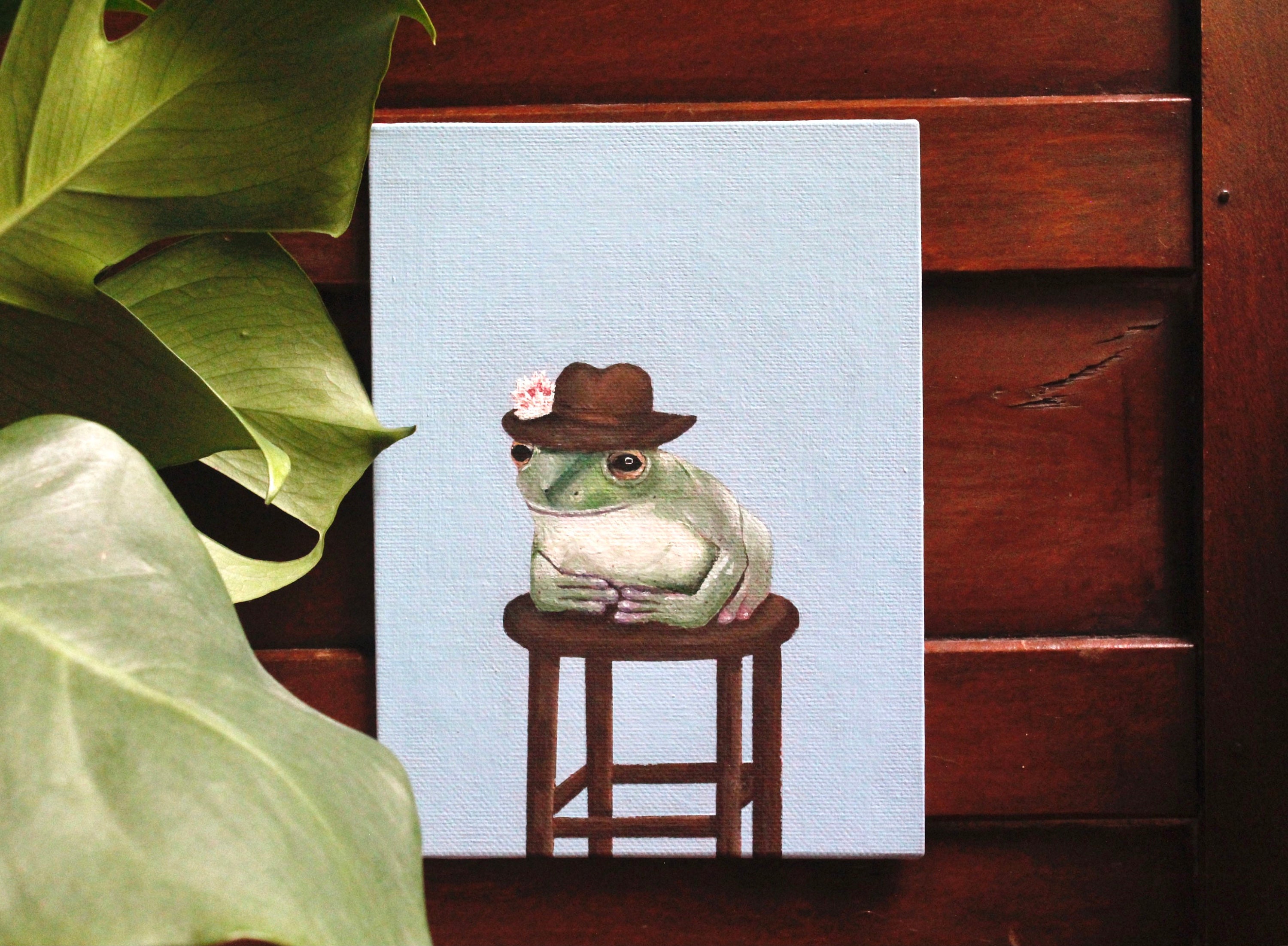 Cowboy Frog Cottagecore Decor Meme Acrylic Painting Print | Etsy