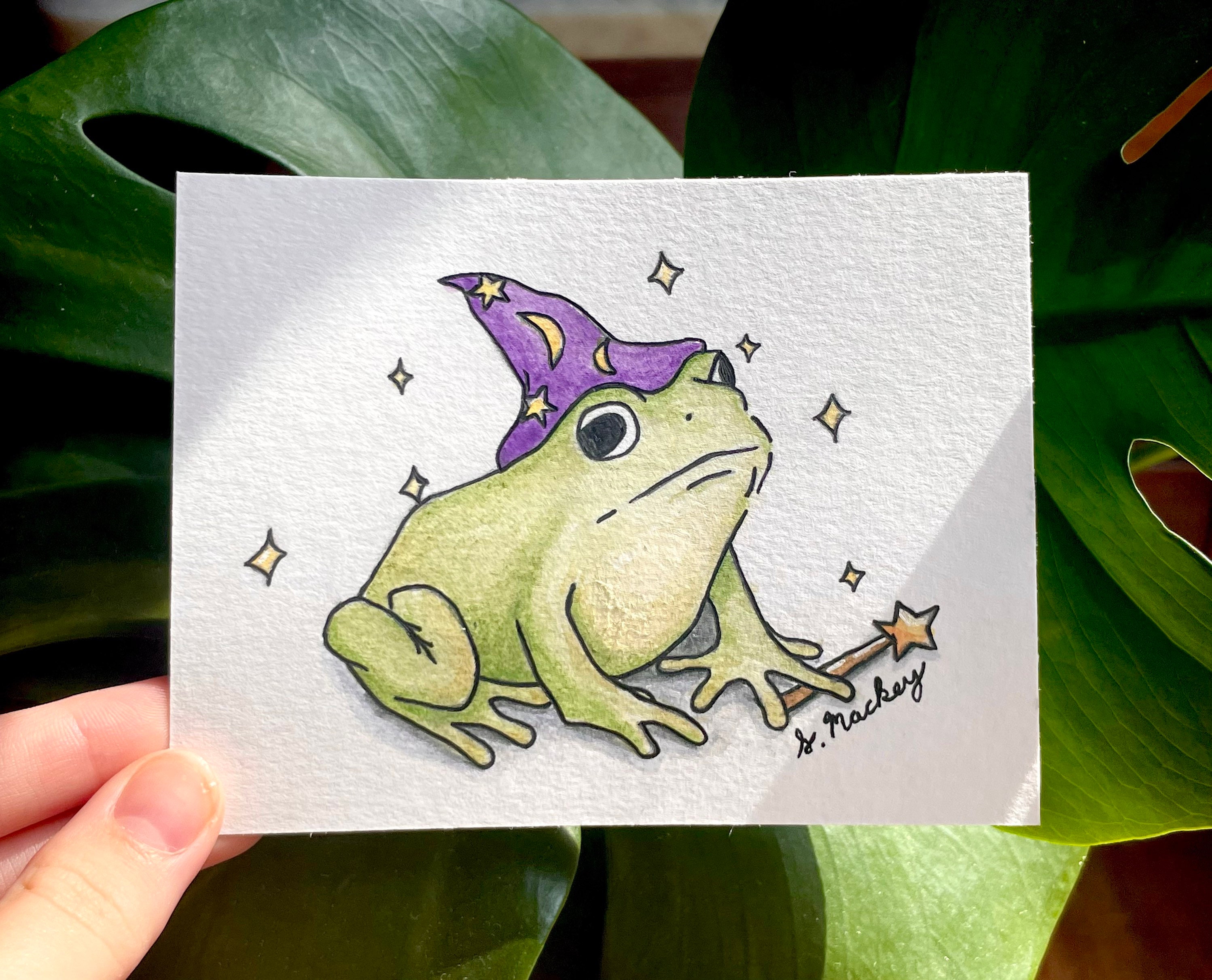 Wizard Frog Cottagecore Decor Meme Watercolor Painting Print Matte ...