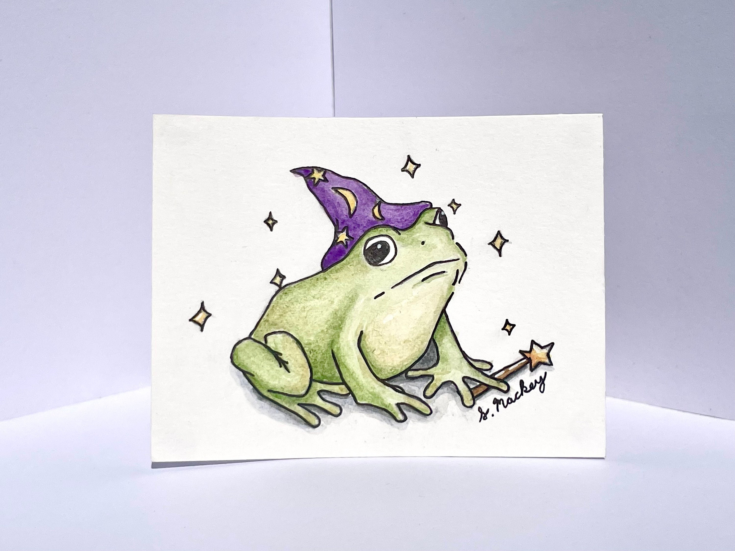 Wizard Frog Cottagecore Decor Meme Watercolor Painting Print Matte ...