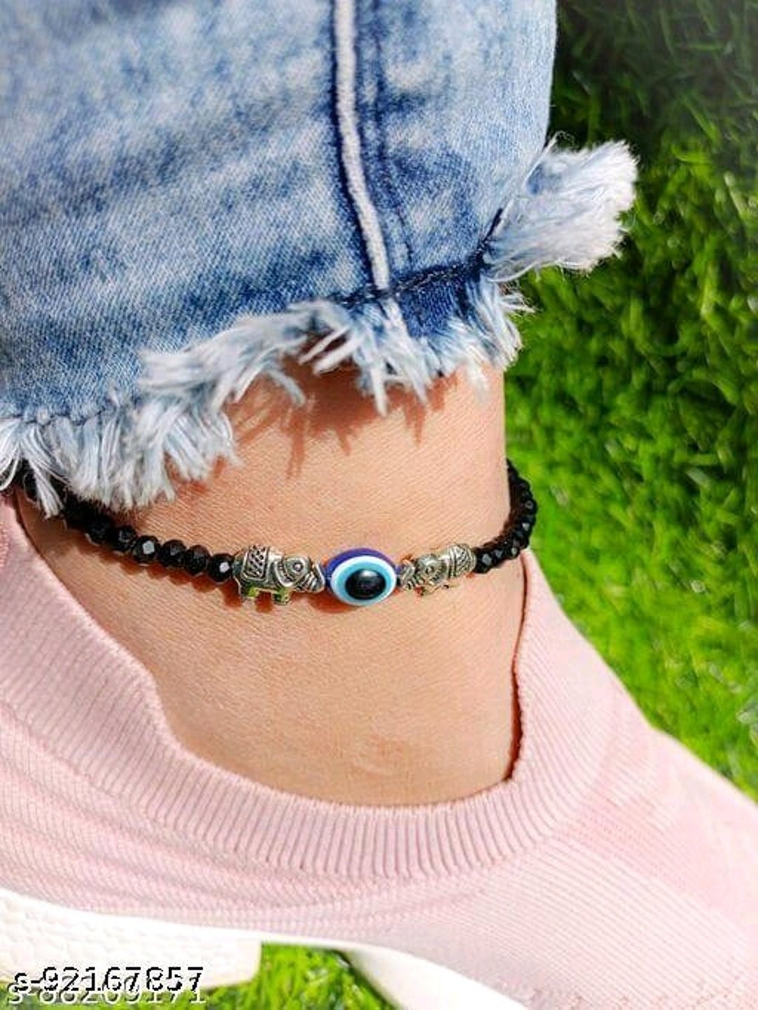 Black Indian Anklets/handmade Evil Eye Anklets Payal Indian Payzeb ...