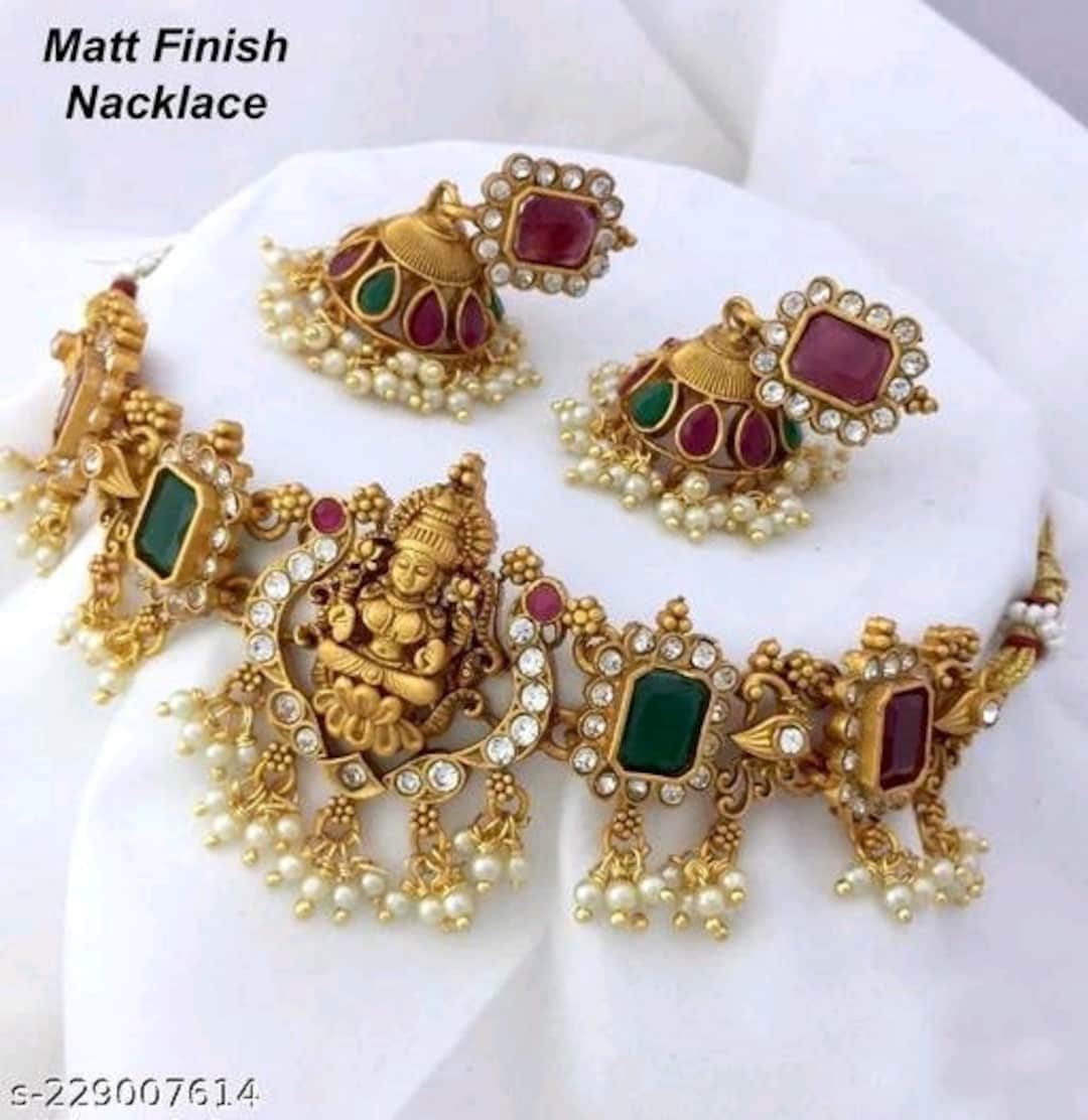 Bollywood Gold Plated South Indian Bride Weding Choker Set/fashionable ...