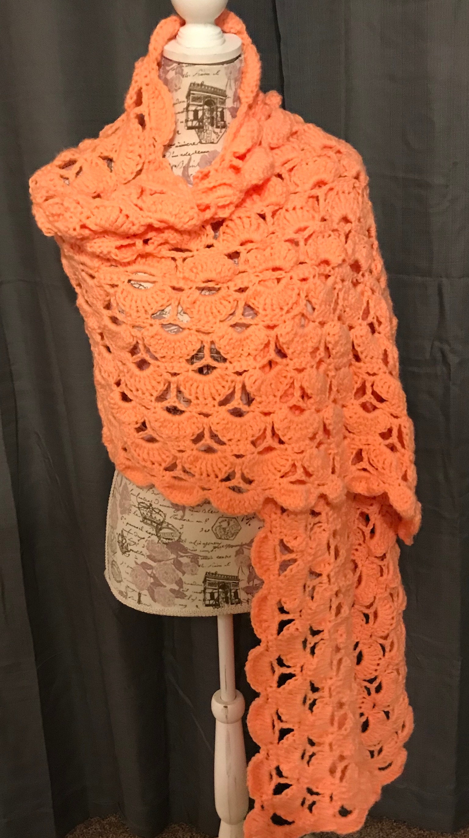 Peach Fan Shawl - Etsy