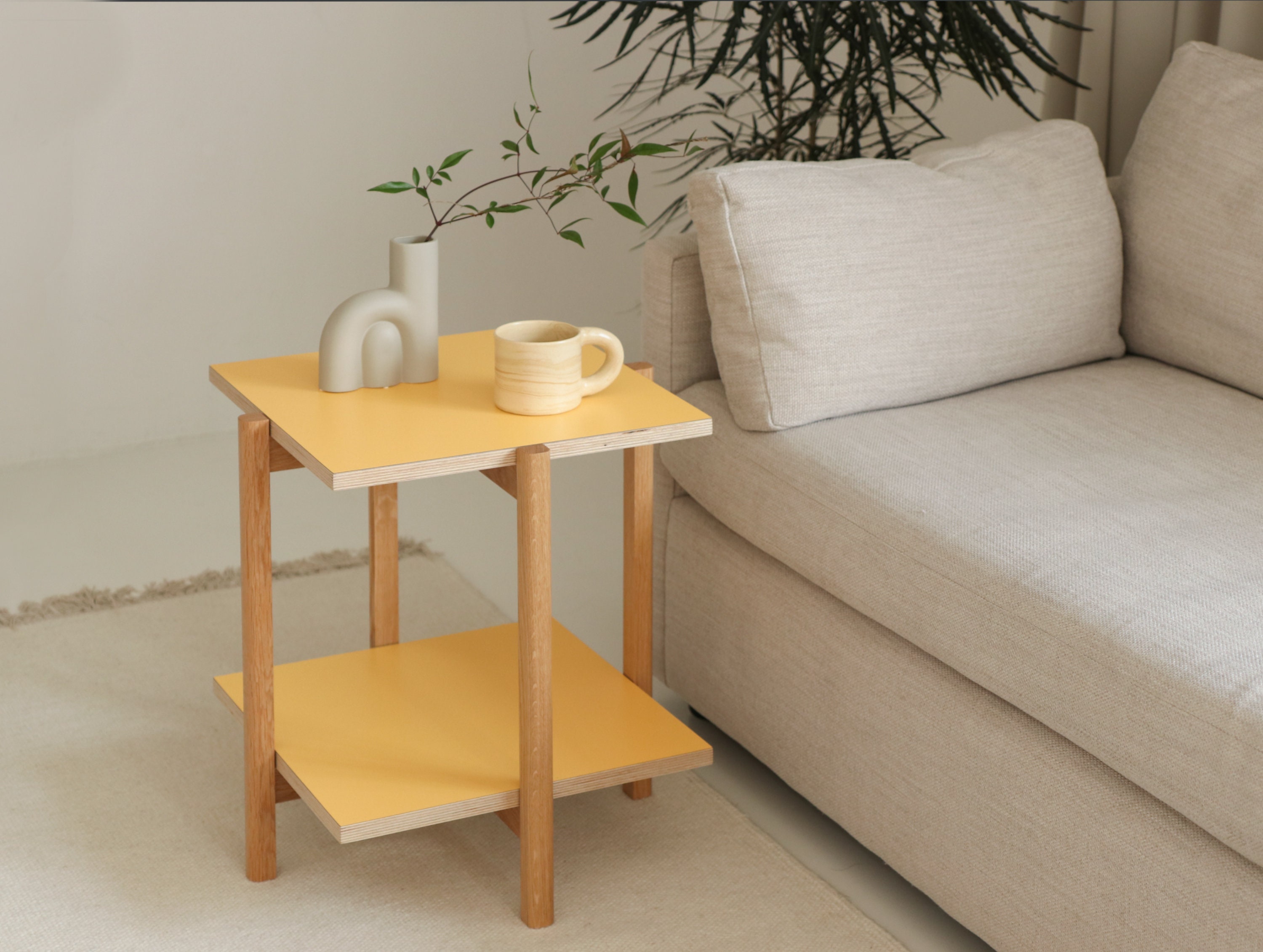 Square Birch & Oak Side Table | Modern Nightstand - Etsy