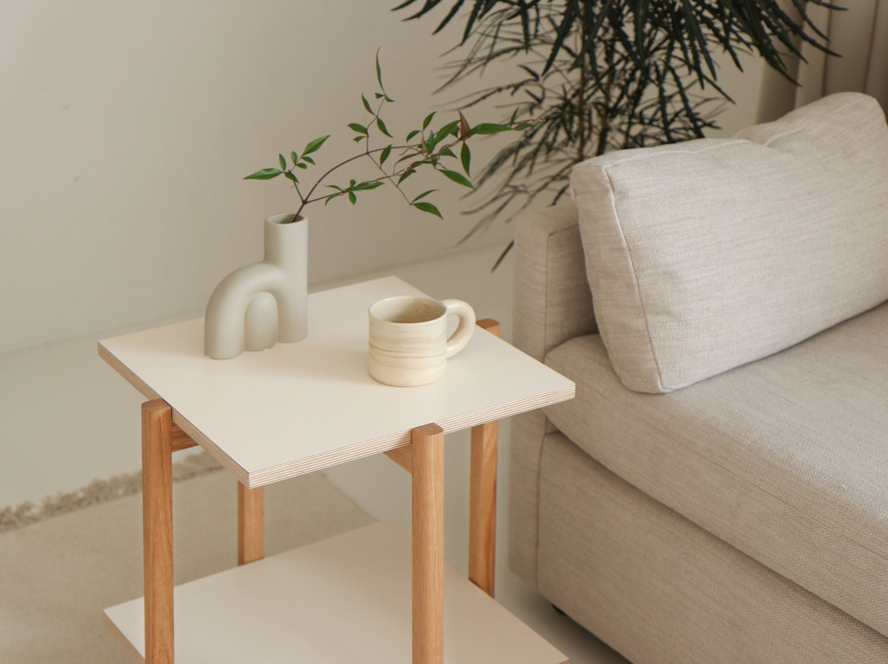 Square Birch & Oak Side Table | Modern Nightstand - Etsy