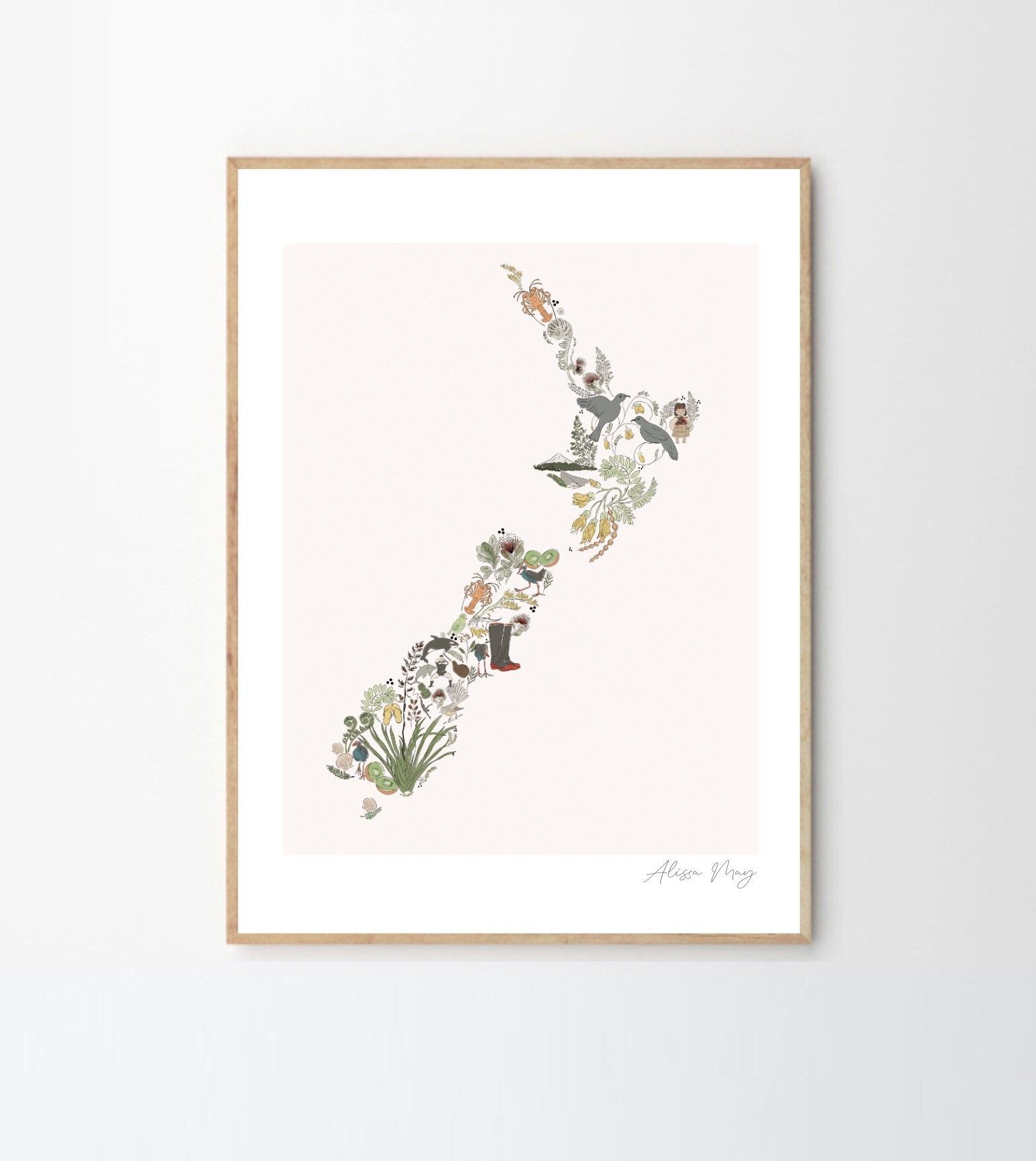 Aotearoa Giclee Print New Zealand illustration | Etsy